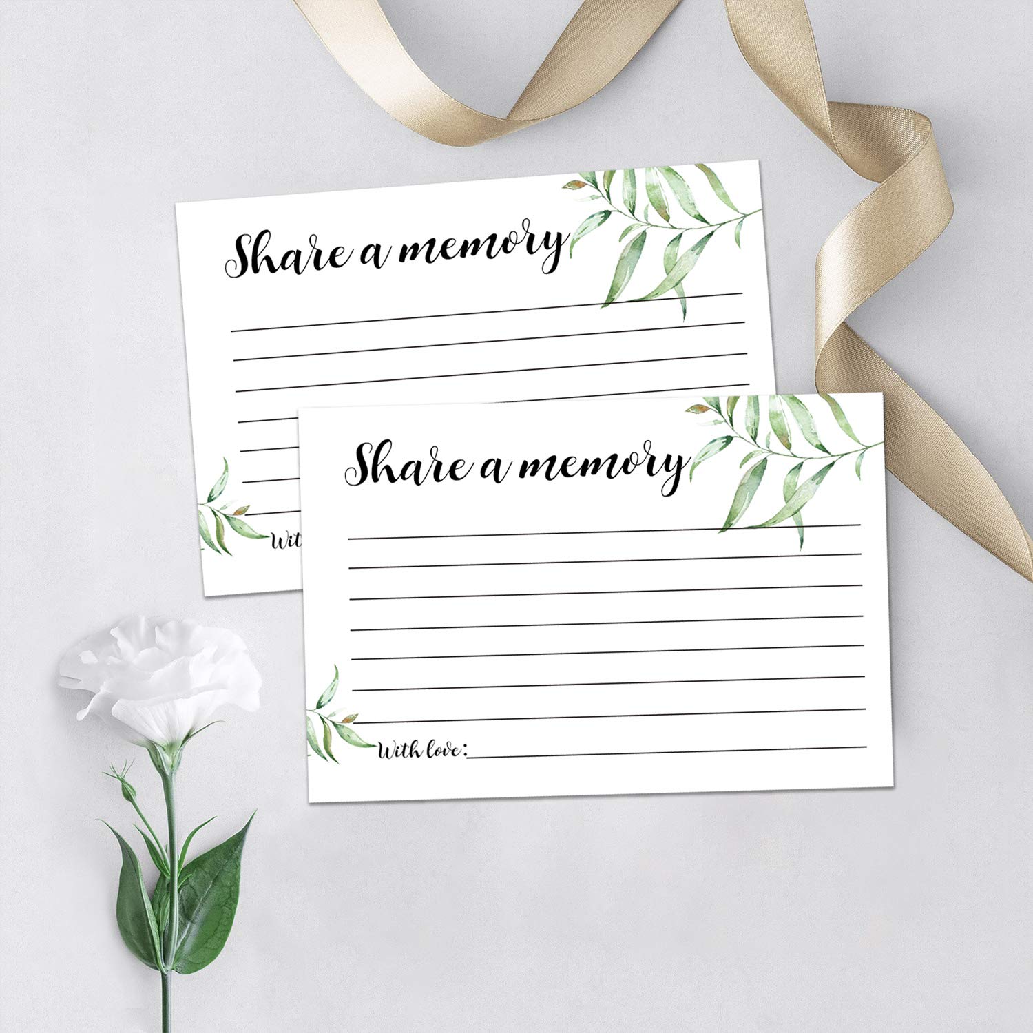 Giftideaworkshop 50 Greenery Share A Memory Cards for Celebration of Life Birthday Anniversary Memorial Funeral Graduation Bridal Shower Game, Guest Book Ideas, and Alternatives.4x6 Inches.