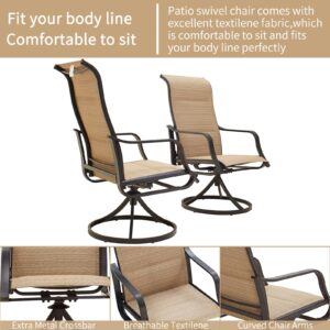 PatioFestival Patio Dining Chairs Textilene Outdoor High Back Swivel Rockers with All Weather Frame (Beige,Set of 2)