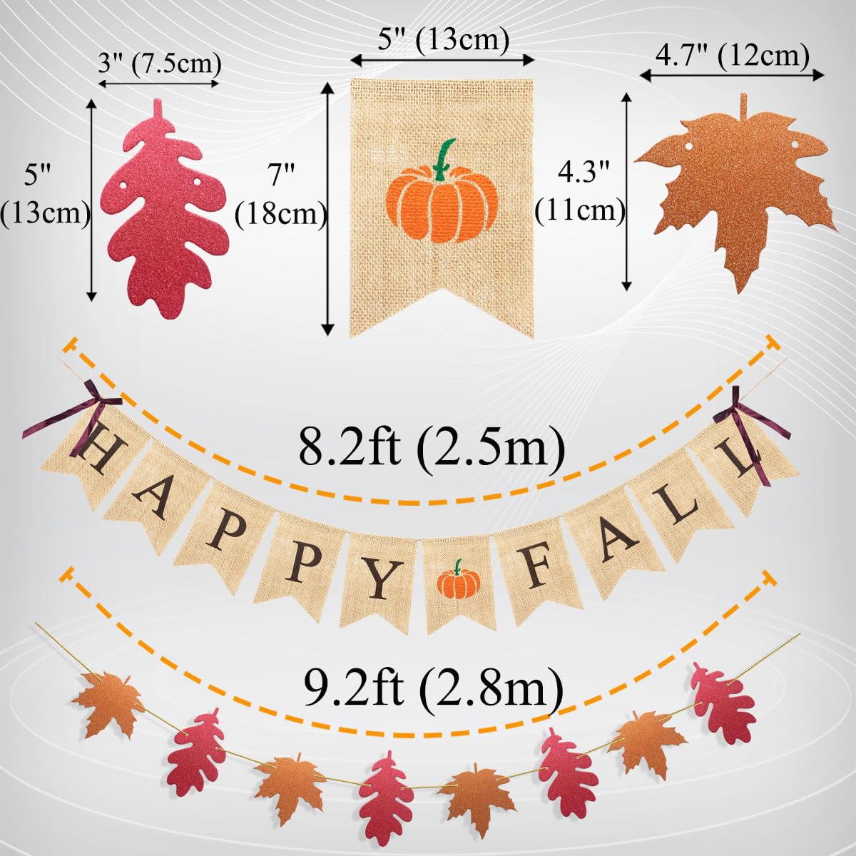 Uniwish Happy Fall Banner with Pumpkin Maple Leaves Sign Garland Fall Thanksgiving Day Decorations Mantle Fireplace Hanging Bunting