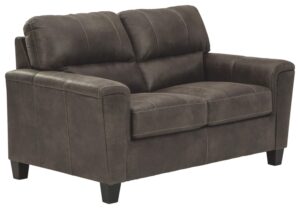 signature design by ashley navi faux leather modern loveseat, gray