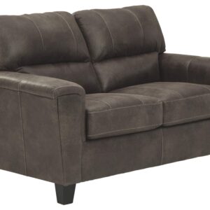 Signature Design by Ashley Navi Faux Leather Modern Loveseat, Gray