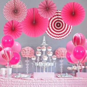 TONIFUL 4 Balloons Stand Kit Pink Marble Centerpieces Table Decorations for Girl Sweet 16th Birthday Decorations Bridal Shower,Baby Shower,15th Quinceanera Table Party Decorations