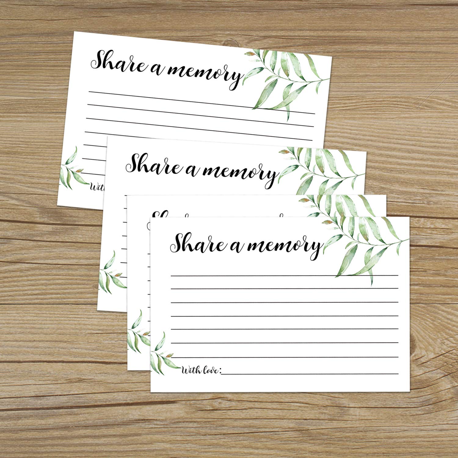 Giftideaworkshop 50 Greenery Share A Memory Cards for Celebration of Life Birthday Anniversary Memorial Funeral Graduation Bridal Shower Game, Guest Book Ideas, and Alternatives.4x6 Inches.