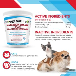 Potassium Citrate Plus Cranberry Granules 300gm for Cats and Dogs - Urinary Tract Support-Helps Deter Formation of Calcium Oxalate Stones - Deters Bladder & Kidney Stones (Made in U.S.A)