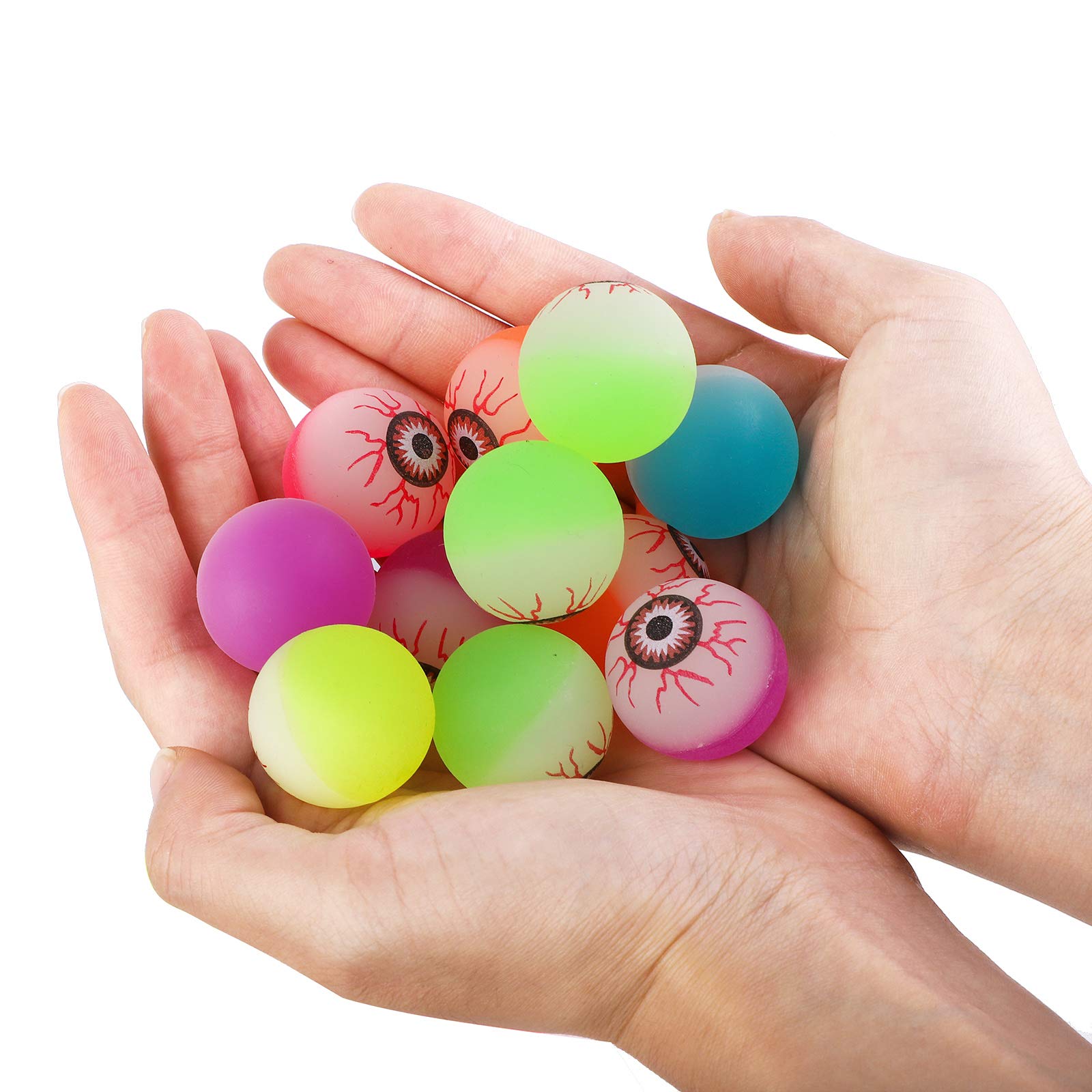 Elcoho 12 Pieces Halloween Bouncing Balls Glow in The Dark Bouncing Eyeballs Halloween Theme Eyeballs for Halloween Favor Supplies