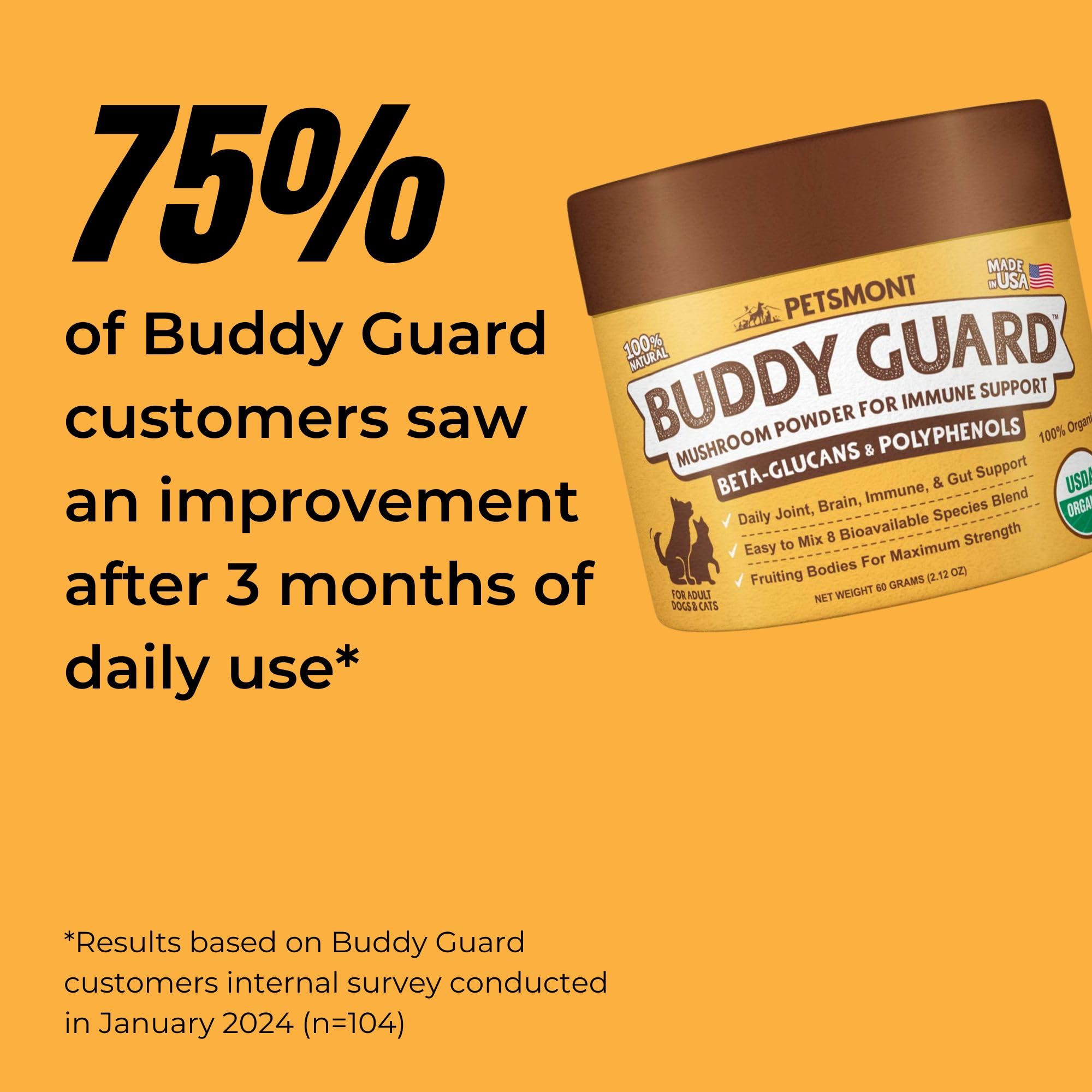 Petsmont Buddy Guard for Lumps and Bumps, Lipoma for Dogs & Cats with Organic 8 Mushroom Powder Blend Natural Dog Probiotic & Immune Support Chaga, Reishi, Lion's Mane and Turkey Tail Mushroom