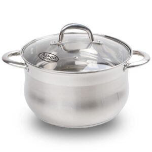 alpine cuisine stainless steel dutch oven belly shape 2 quart - dutch oven pot with lid, stove top cookware for cooking, comfortable handles, dishwasher safe & easy to clean