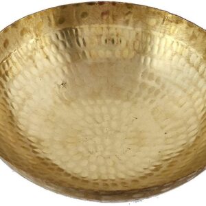 m-fit Pure Brass (Pital) Hand Made Heavy Hammered Kadhai Kadai Cheenachatti for Cooking 3000 ml Brass