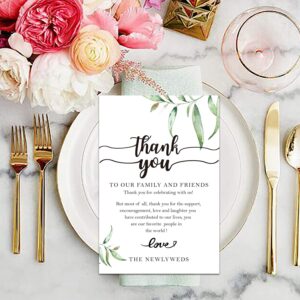 Giftideaworkshop 50 Wedding Reception Thank You Cards - Greenery Thank You Table Place Setting Cards-Great Addition to Your Table Centerpiece, Place Setting and Wedding Decorations, 4x6 inch.