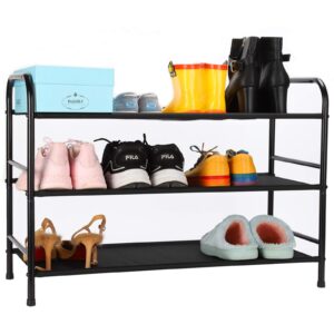 3-Tier Shoe Rack for Closet, Metal Shoe Organizer Free Standing Shoe Shelf for Entryway and Closet Hallway, Shoe Storage cabinet for 12 pairs of shoes for tight spaces, Tool-Free Installation, Black