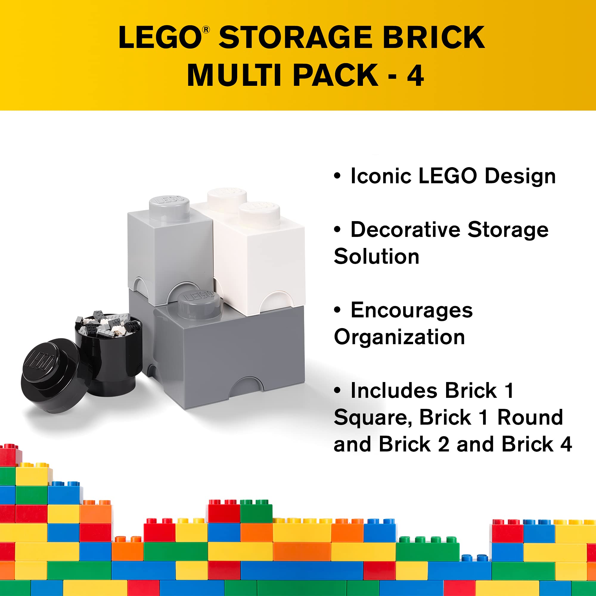 Room Copenhagen Lego Storage Brick Multipack, 4-Piece, Neutral