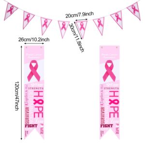 3 Pieces Breast Cancer Banner Breast Cancer Awareness Decorations includes Pink Pennant Banner, 2 Pieces Breast Cancer Awareness Pink Ribbon Banner for Party Event Decoration Supplies