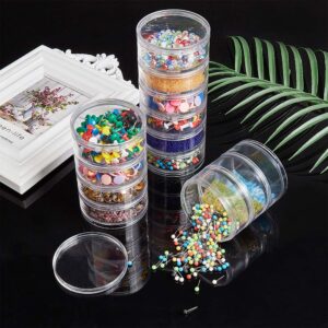 BENECREAT 60ML Stackable Round Plastic Containers 4 Column(5 Layer/Column) Bead Storage Jars for Diamond Drills, Seed Beads, Nail Art Glitters, and Other Jewelry Components