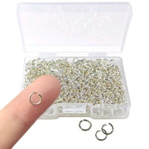 600 pcs silver plated jump rings split rings circle clasp connecting rings jewelry necklace bracelet pendant choker charm loops diy craft earring making supplies (6 mm)