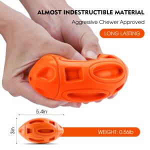 Apasiri Dog Squeaky Toys for Aggressive Chewers Almost Indestructible, Dog Squeaking Interactive Toys Tough Dog Chew Toys Ball for Medium and Large Breed, Natural Rubber Pet Toys Orange