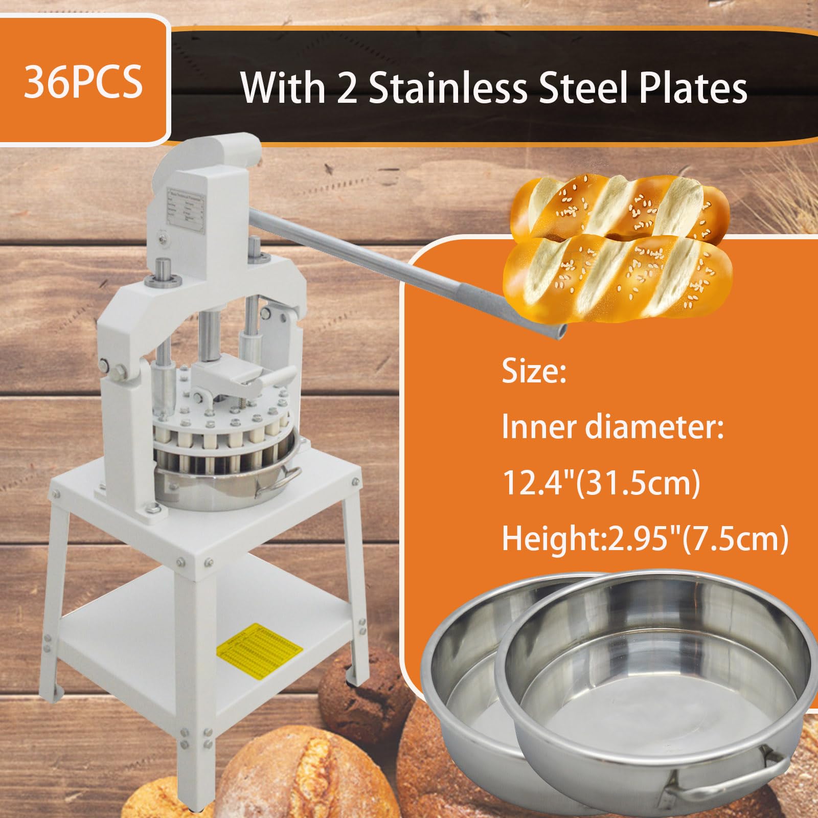 INTBUYING Manual Dough Divider Cutter Machine 36pcs Dough Dividing Cutting Machine Pastry Cutter Dough Lump Spacer Hand Press Pizza Dough Fillings Divider Stainless Steel Bakery Machine 30g-160g