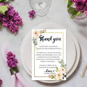 Antgiftshop 50 Floral Wedding Thank You Place Setting Cards, Wedding Favors for Guests, Thank You Table Sign, Menu Place Setting Card Notes, Placement Thank You Note Favors For Family & Guests