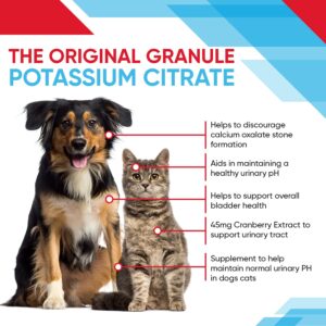 Potassium Citrate Plus Cranberry Granules 300gm for Cats and Dogs - Urinary Tract Support-Helps Deter Formation of Calcium Oxalate Stones - Deters Bladder & Kidney Stones (Made in U.S.A)