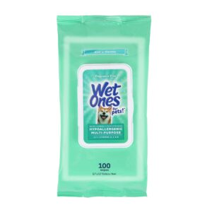 wet ones for pets hypoallergenic multi-purpose dog wipes with vitamins a, c & e | no fragrance hypoallergenic dog wipes for all dogs wipes multipurpose | 100 count pouch dog wipes