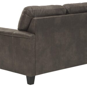 Signature Design by Ashley Navi Faux Leather Modern Loveseat, Gray