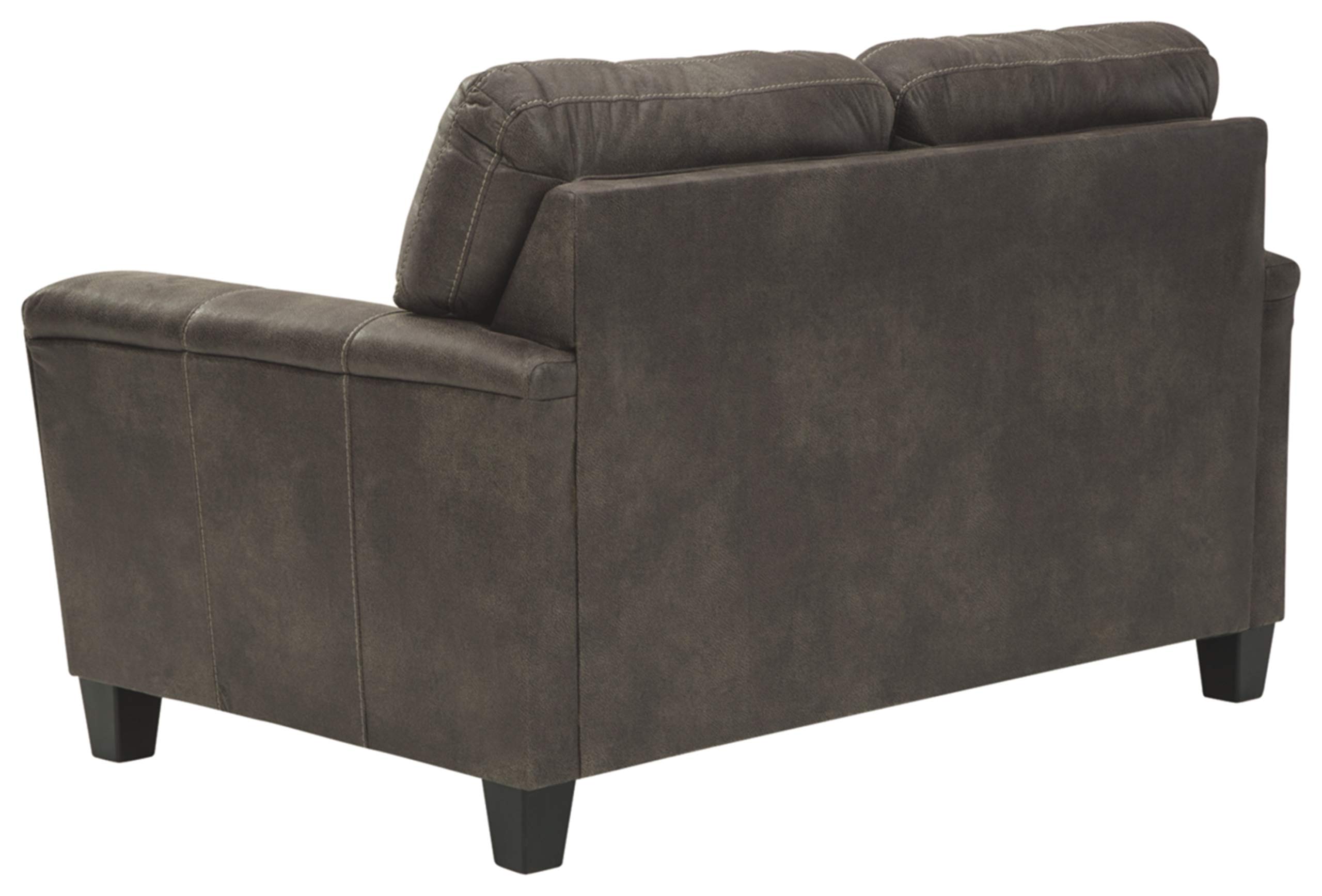 Signature Design by Ashley Navi Faux Leather Modern Loveseat, Gray