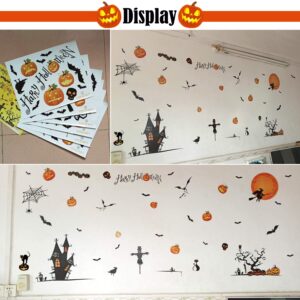 Happy Halloween Home Decor Wall Stickers Witch Bats Spiders Pumpkin Lantern Cat Bedroom Living Room Wall Decals Party Supplies