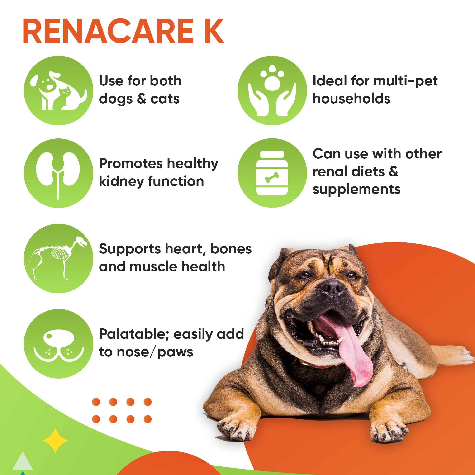 RenaCare K is for Renal K (Potassium Gluconate) Potassium Supplement Powder for Dogs and Cats, (4 oz) with Chicken Liver Flavor - 215 Level Scoop (Made is U.S.A)