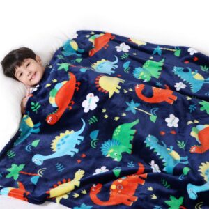 lukeight toddler blanket for boys and girls, 380 gsm thick kids blanket for birthday gifts, cozy baby blanket, plush receiving blanket (dinosaur, 50x60 inches)