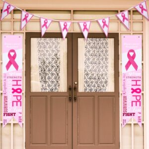 3 pieces breast cancer banner breast cancer awareness decorations includes pink pennant banner, 2 pieces breast cancer awareness pink ribbon banner for party event decoration supplies