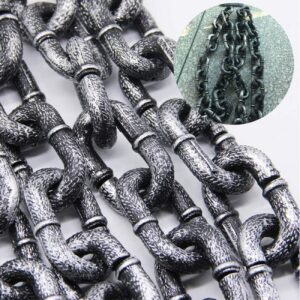 Acronde Halloween Chains Plastic 4.9ft Silver and Black Chain Links Shackles for Best Costume Accessory or Halloween Decor Prop