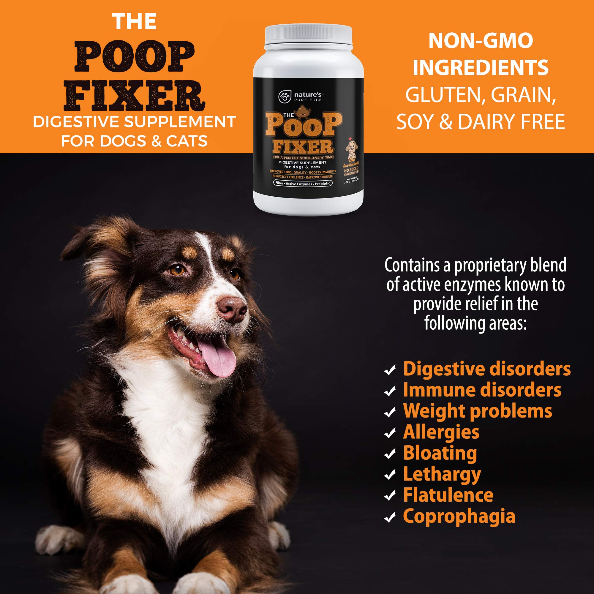 Poop Fixer Digestion Aid for Dogs. Fiber, Prebiotic & Active Enzymes to Relieve Gas and Other Digestive Issues and Optimize Stool. 13.4 OZ Powder