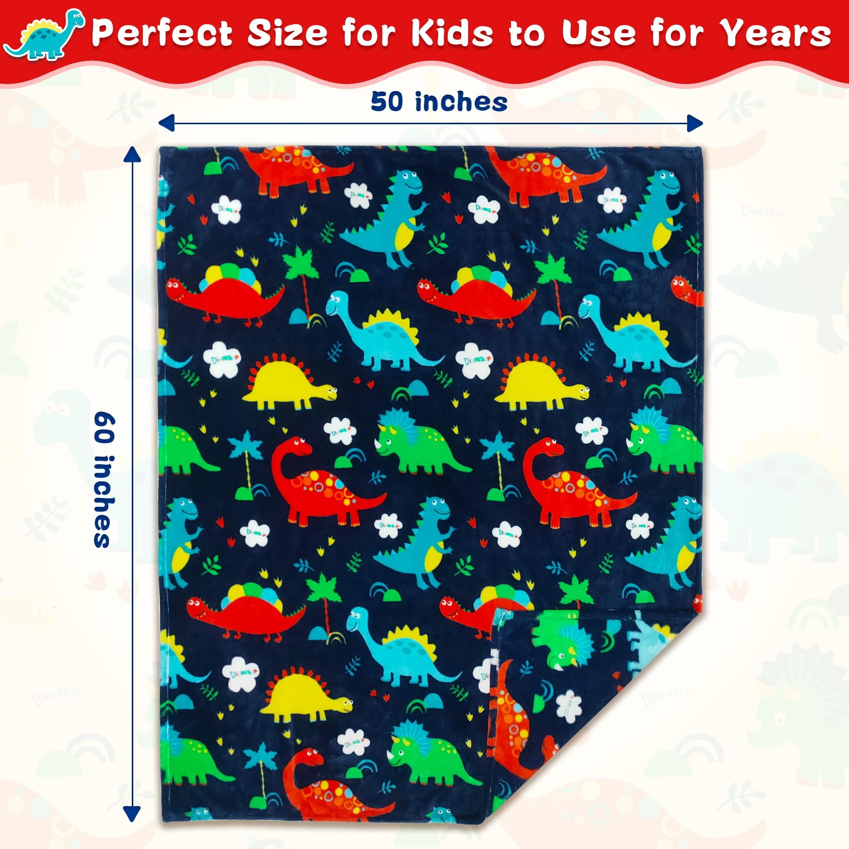 Lukeight Toddler Blanket for Boys and Girls, 380 GSM Thick Kids Blanket for Birthday Gifts, Cozy Baby Blanket, Plush Receiving Blanket (Dinosaur, 50x60 Inches)