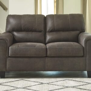 Signature Design by Ashley Navi Faux Leather Modern Loveseat, Gray