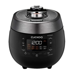 cuckoo crp-rt0609fb | rice cooker 6 cup (uncooked) twin pressure & warmer | 12 menu options: high/non-pressure steam & more, made in korea | black (renewed)