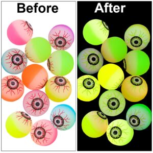 Elcoho 12 Pieces Halloween Bouncing Balls Glow in The Dark Bouncing Eyeballs Halloween Theme Eyeballs for Halloween Favor Supplies