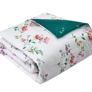 Duvet Cover Set 100% Cotton 3 Pieces(1 Piece Duvet Cover Do Not Include Filling And 2 Pieces Pillowcases) Printed Geometry Zipper Closure Soft Comfortable (Wild flower, King)