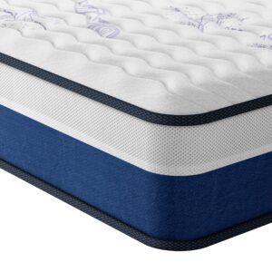 vesgantti queen mattress, 12 inch innerspring hybrid queen size mattress with memory foam and individual pocket spring, mattress in a box