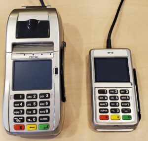 first data fd150 emv credit card terminal and rp10 pin pad with wells 351 encryption bundle