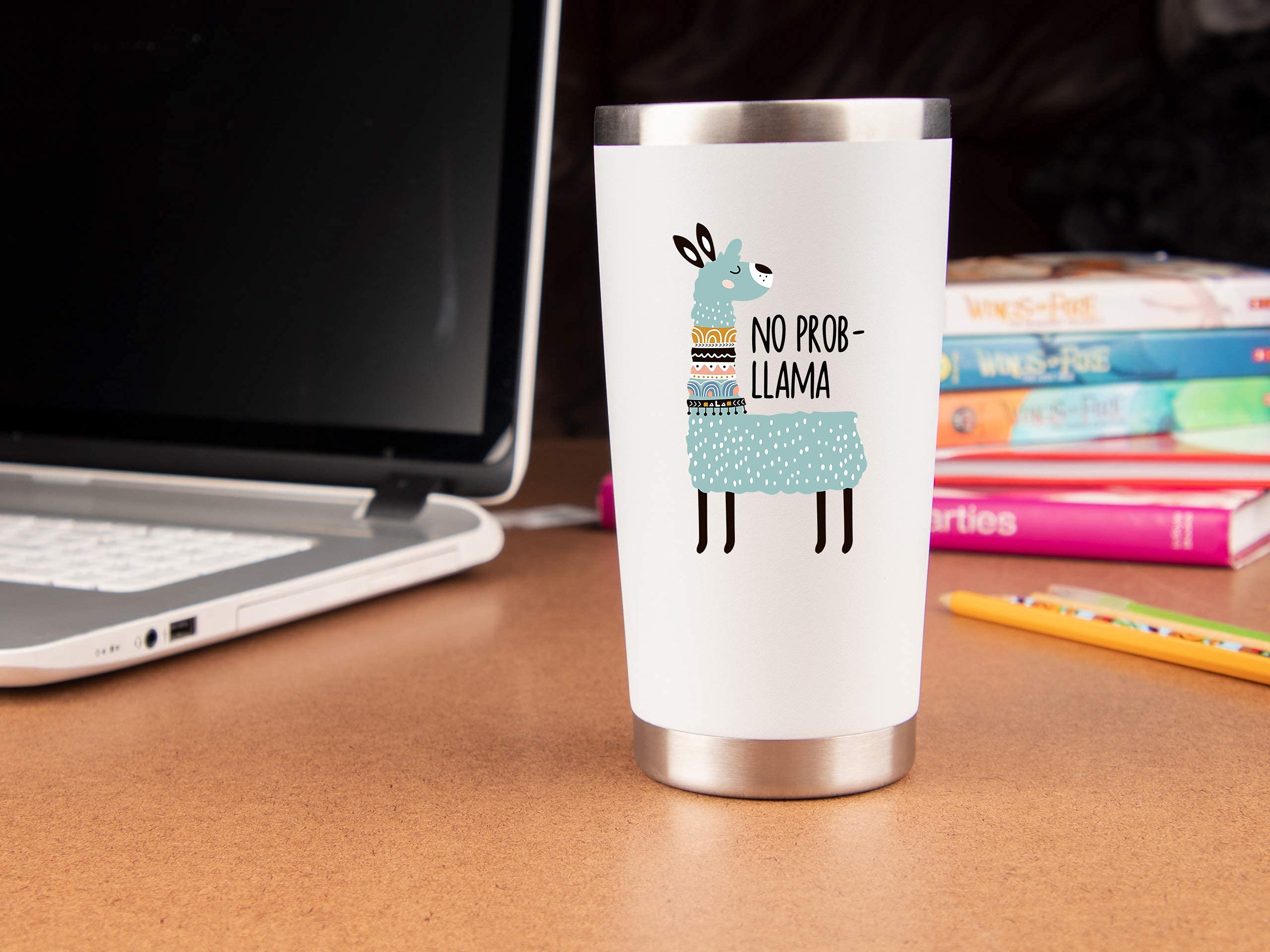 KLUBI Llama Gifts for Women - No Prob Llama Cup 20 Ounce Llama Mug Llama Decor Lama Gifts for Women Llama Tumbler Llamas Gifts Llama Mugs for Women No Probllama Tumbler Gifts for Mom from Daughter