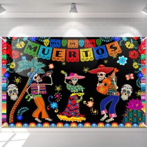 avezano day of the dead backdrop，70.8 x 43.3 inch mexican dia de los muertos party banner, fiesta sugar skull day of the dead banner party decorations supplies