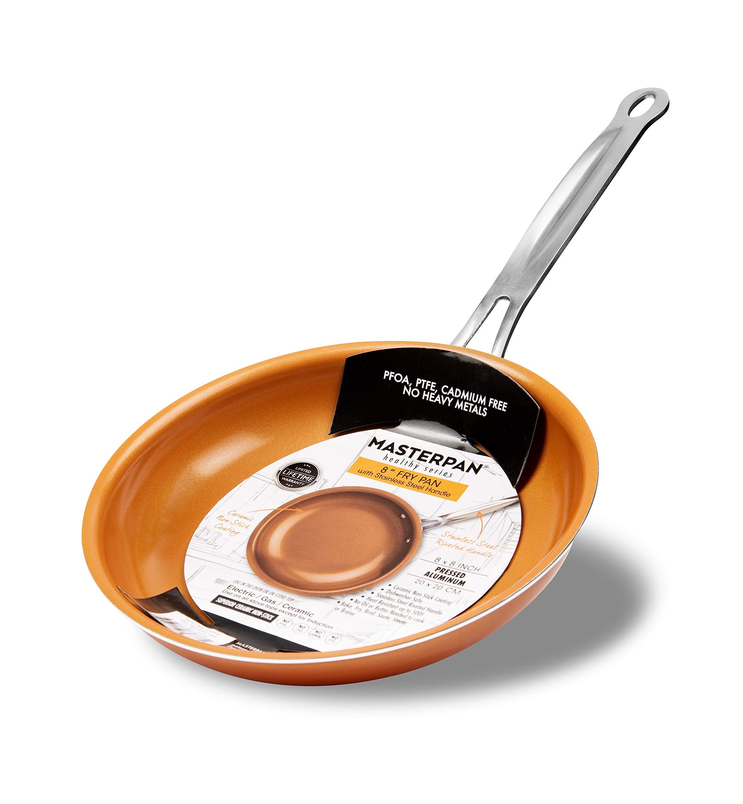 MasterPan Copper Tone 8 and 9 inch Ceramic Non Stick Frying Pan, 2-PACK (MP-160)