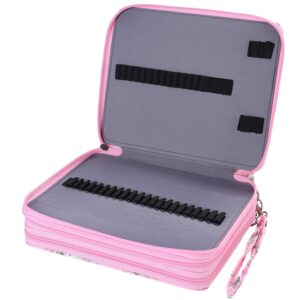 Shulaner 120 Slots Colored Pencil Case with Zipper Closure Large Capacity Pink Rose Oxford Pen Organizer Flower Pencil Holder