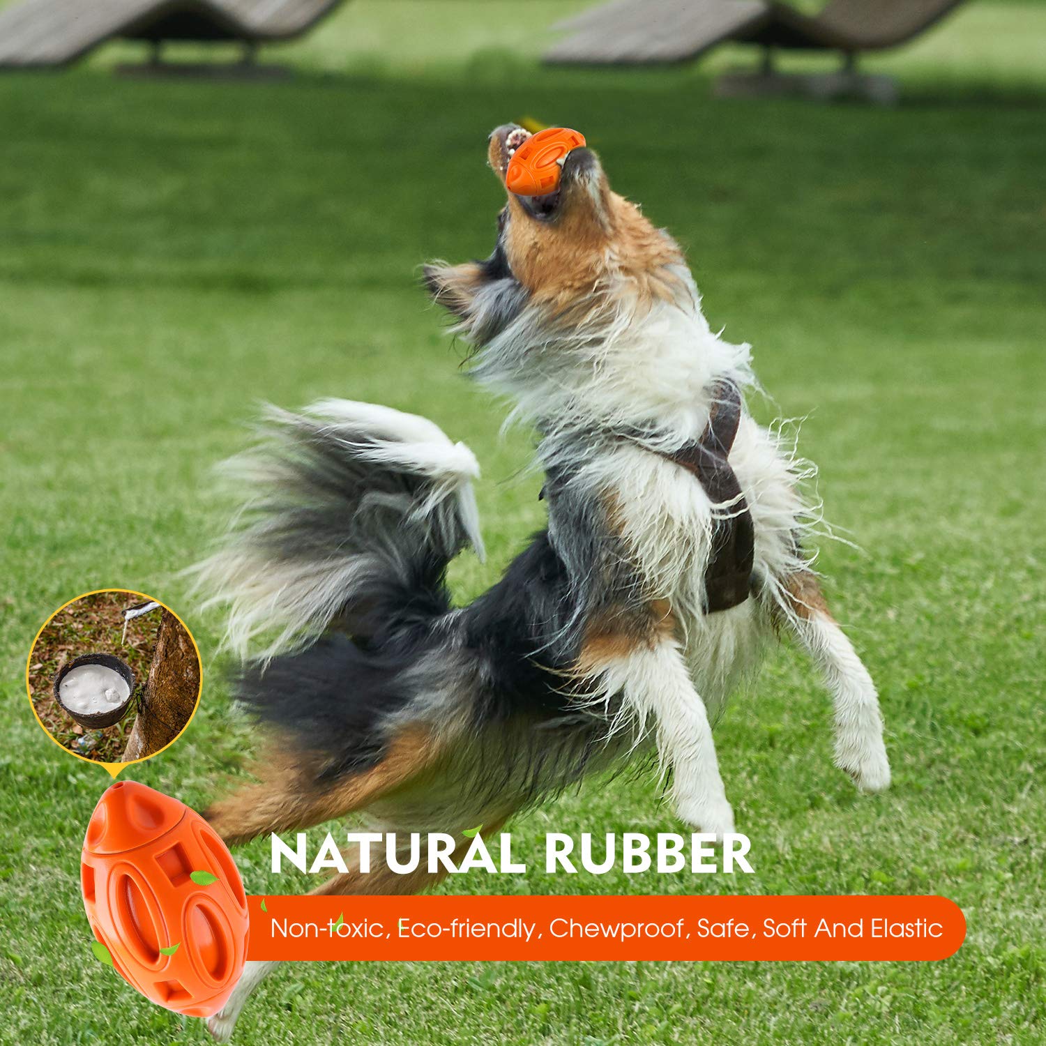 Apasiri Dog Squeaky Toys for Aggressive Chewers Almost Indestructible, Dog Squeaking Interactive Toys Tough Dog Chew Toys Ball for Medium and Large Breed, Natural Rubber Pet Toys Orange