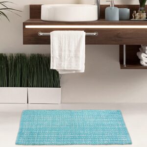 Chardin home Cotton Washable Rug Turquoise and White | 21x34 Bathroom Rug Kitchen entryway | Reversible Handwoven Rug Machine Washable.