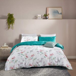 duvet cover set 100% cotton 3 pieces(1 piece duvet cover do not include filling and 2 pieces pillowcases) printed geometry zipper closure soft comfortable (wild flower, king)