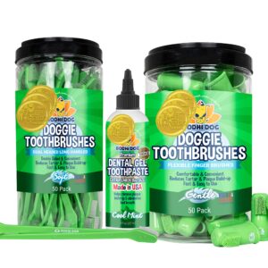 bodhi dog 50 count long toothbrushes + 50 count finger toothbrushes + dental gel bundle