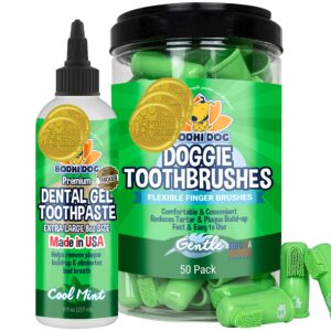 bodhi dog 50 count finger toothbrushes + dental gel bundle