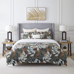 tropical nights combed cotton printed duvet set