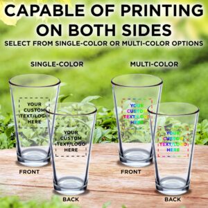 DISCOUNT PROMOS Custom Beer Pint Glasses 16 oz. Set of 10, Personalized Bulk Pack - Heavy Duty Glassware for Restaurant, Thick Base and Walls, Stackable - Clear