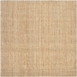 SAFAVIEH Natural Fiber Collection 3' Square Natural NF747A Handmade Farmhouse Premium Jute Area Rug